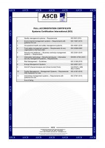 Accreditation – Systems Certification